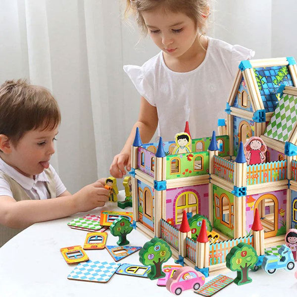 Wooden Building Blocks Castle - Little Learners Toys